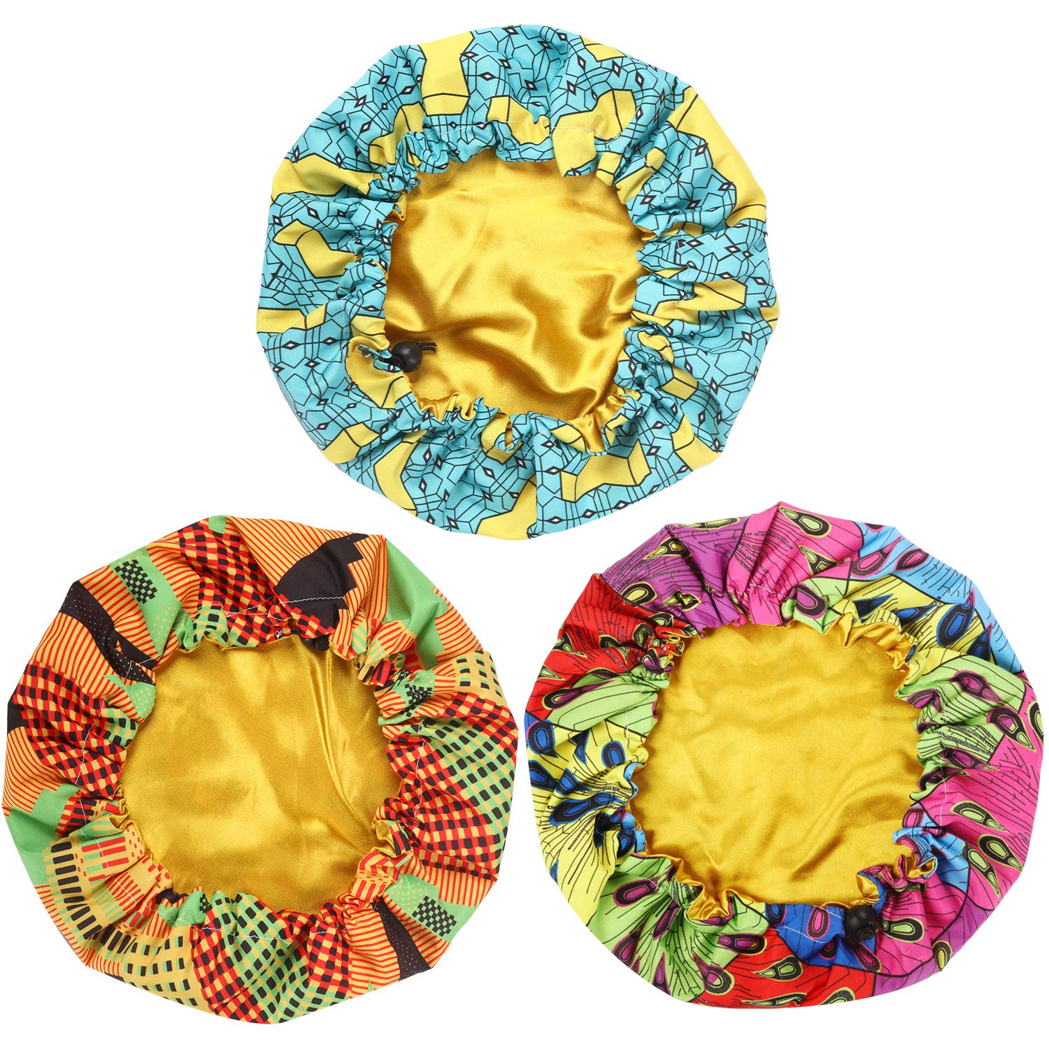 SATINIOR 3 Pieces Kids Satin Bonnet Adjustable Sleeping Cap Reversible Satin Soft Flower Night Hats for Teens Toddler Child Baby