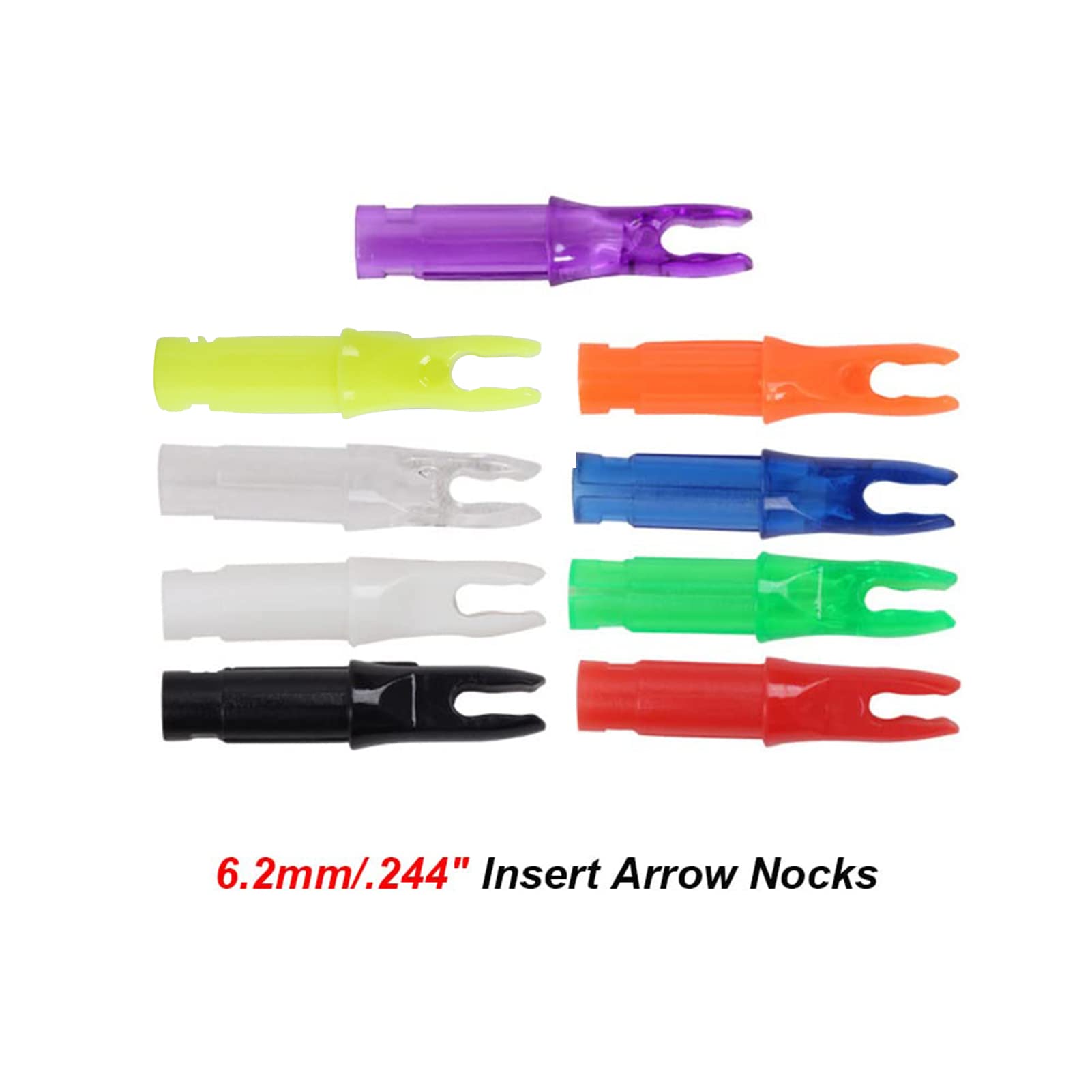SOPOGER 50Pcs Archery Arrow Nocks .244/6.20mm ID Plastic Insert Carbon Arrow Nock Standard Size for DIY Arrows Hunting Shooting (Yellow)