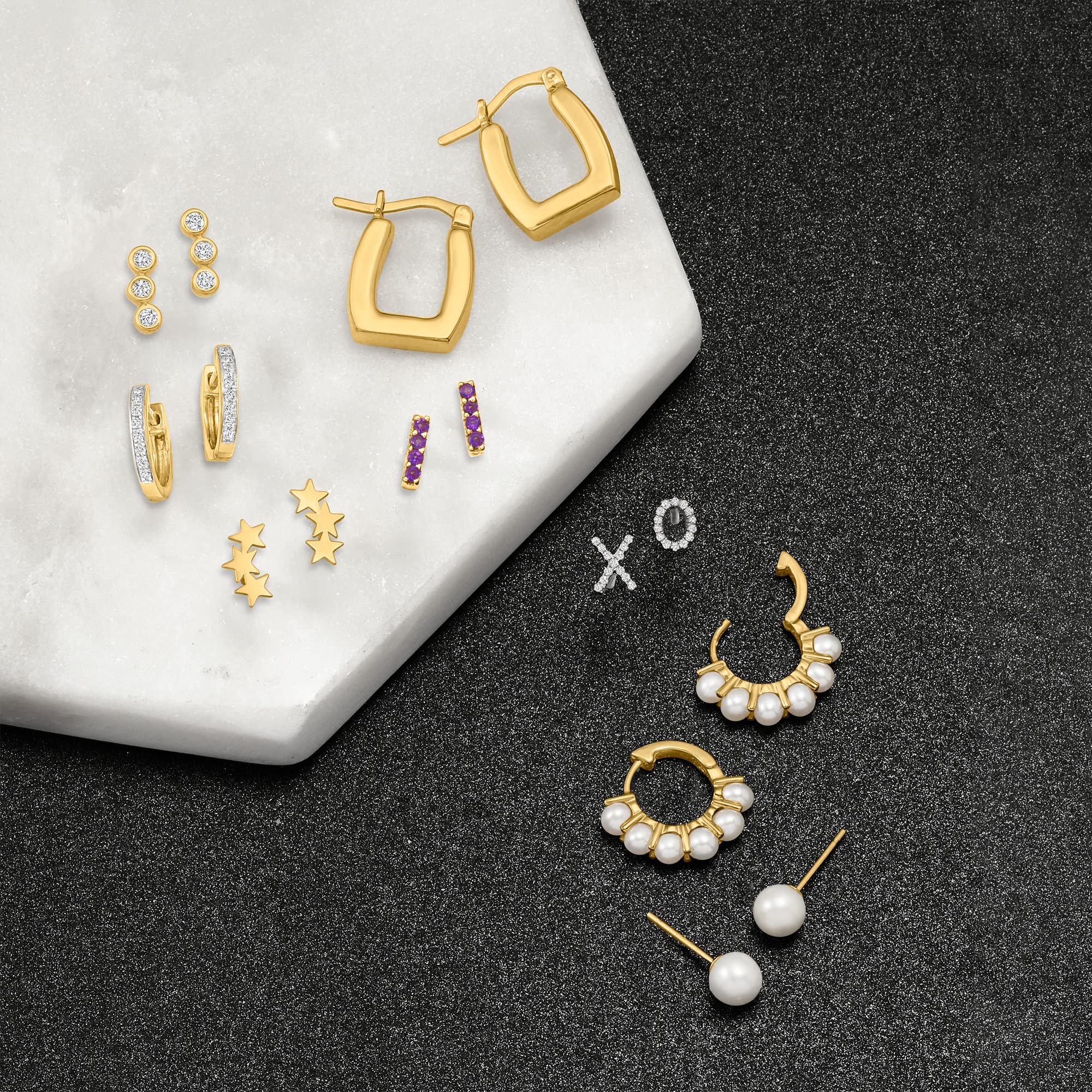 RS Pure by Ross-Simons 0.15 ct. t.w. Bezel-Set Diamond Curved Earrings in 14kt Yellow Gold