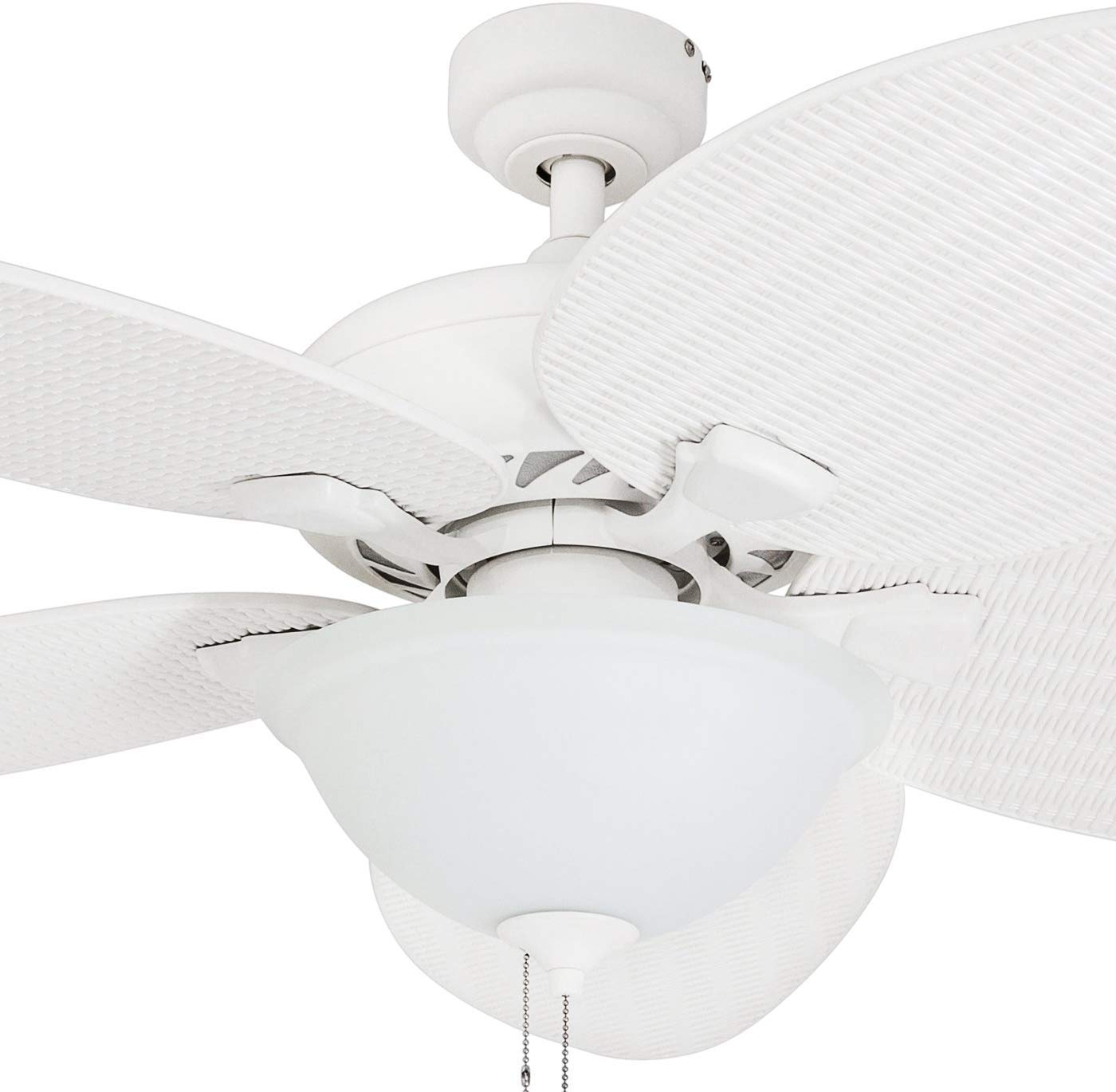 Prominence Home 80017-01 Palm Valley Tropical Ceiling Fan with Palm Leaf Blades, Indoor/Outdoor, 52 inches, White (Renewed)