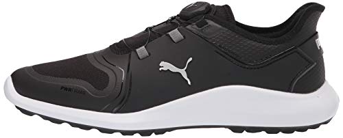 PUMA Men's Ignite Fasten8 Disc Golf Shoe, Black Silver White, 10