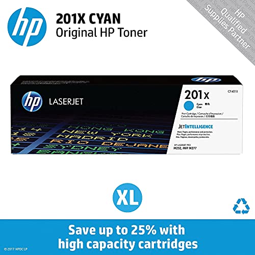 Original HP 201X Cyan High-yield Toner Cartridge | Works with HP Color LaserJet Pro M252, HP Color LaserJet Pro MFP M277 Series | CF401X
