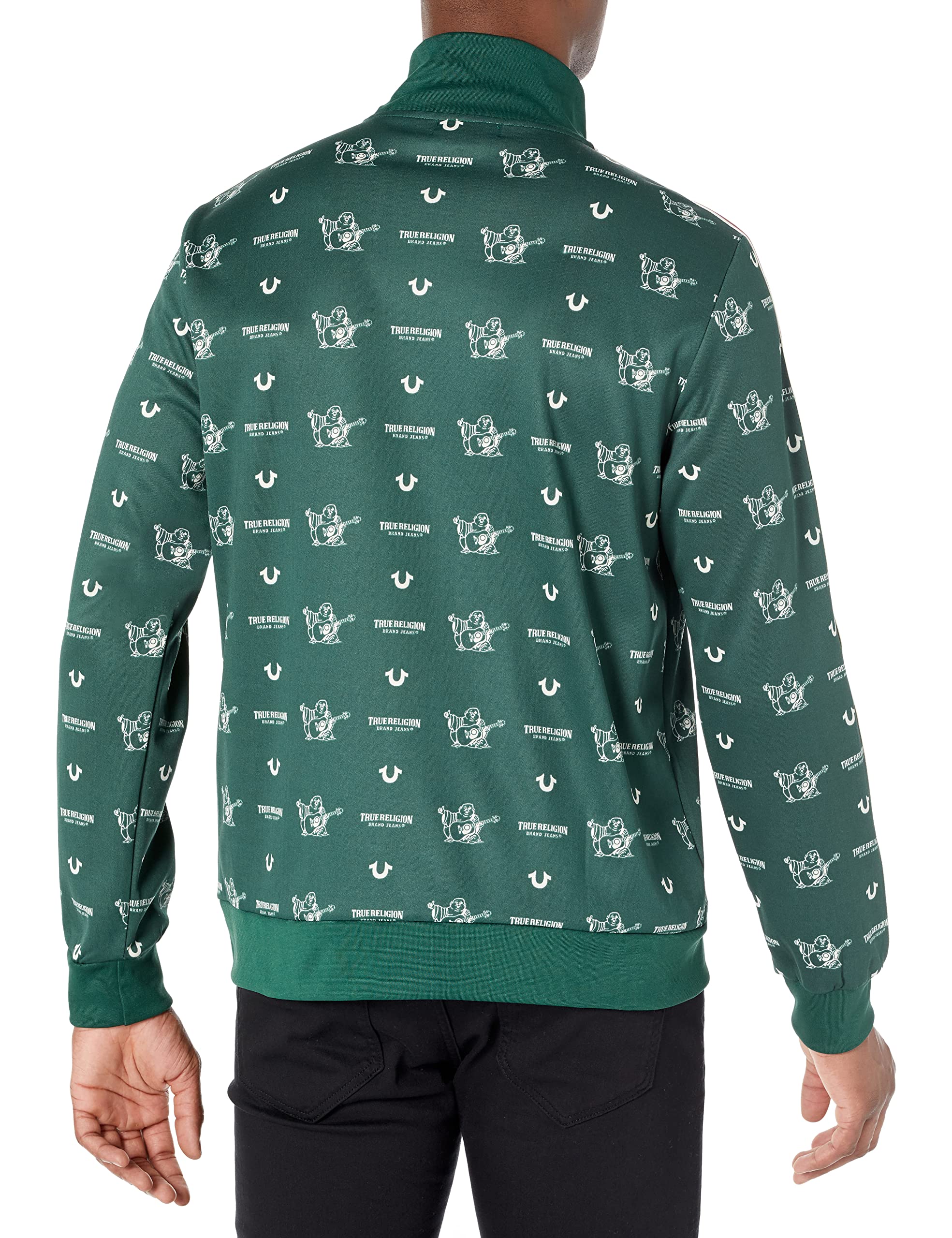 True Religion Men's Monogram Track Jacket, Emerald Green, L
