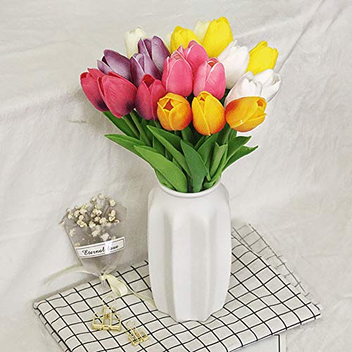 shlutesoy Artificial Flower, 1 Bouquet Artificial Tulip Home Garden Wedding Flower Arrangement Desktop Decor - Light Pink 5pcs