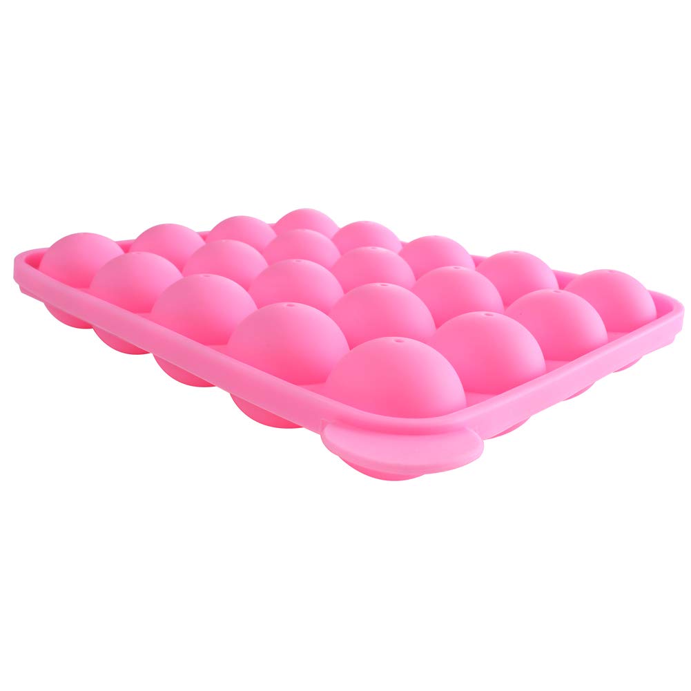 WARMBUY 20 Cavity Silicone Cake Pop Mold Lollipop Baking Mold Tray with Sticks, Pink