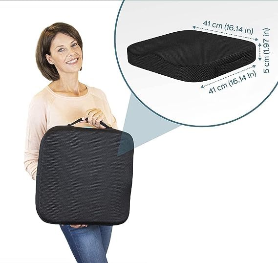 Seat Cushions for Office Chairs,Portable Memory Foam Seat Cushion for Coccyx Non Slip Bottom with Carry Handle,Washable Cover (Black)