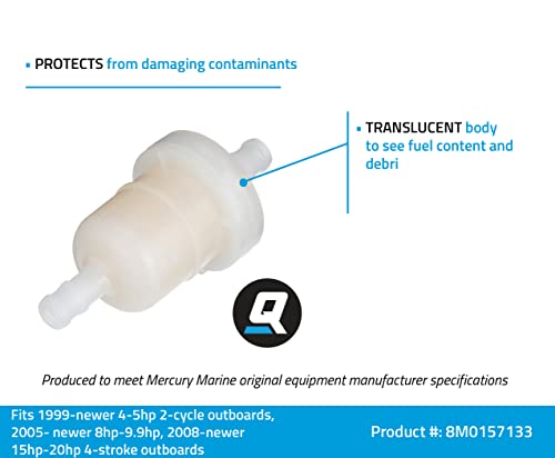 Quicksilver 16248 In-line Fuel Filter for Mercury and Mariner 2-Cycle and 4-Stroke Outboards