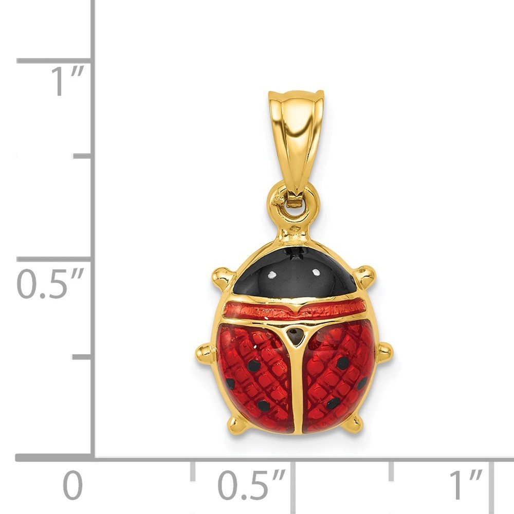 Sonia Jewels 14k Yellow Gold Enameled Ladybug Charm Pendant - 22mm x 11mm