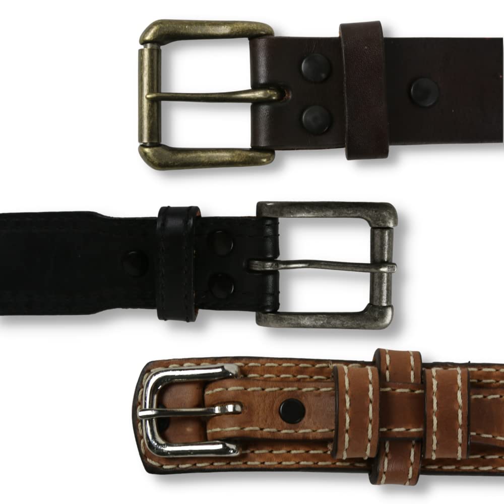 R.G. BULLCO 1-1/2" Handcrafted Women's Leather Belt - Butterfly & Floral Embossed, Full Grain Leather - Brown - Size 32 - RGB-5517