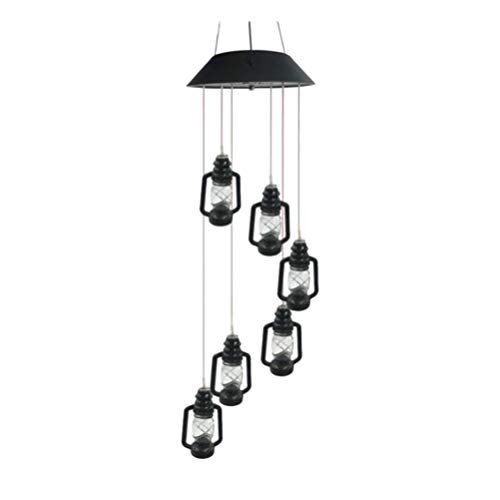 OSALADI Led Solar Wind Chime Vintage Kerosene Bottle Shape Wind Bell for Backyard Home Porch Home Party Night Garden Decoration