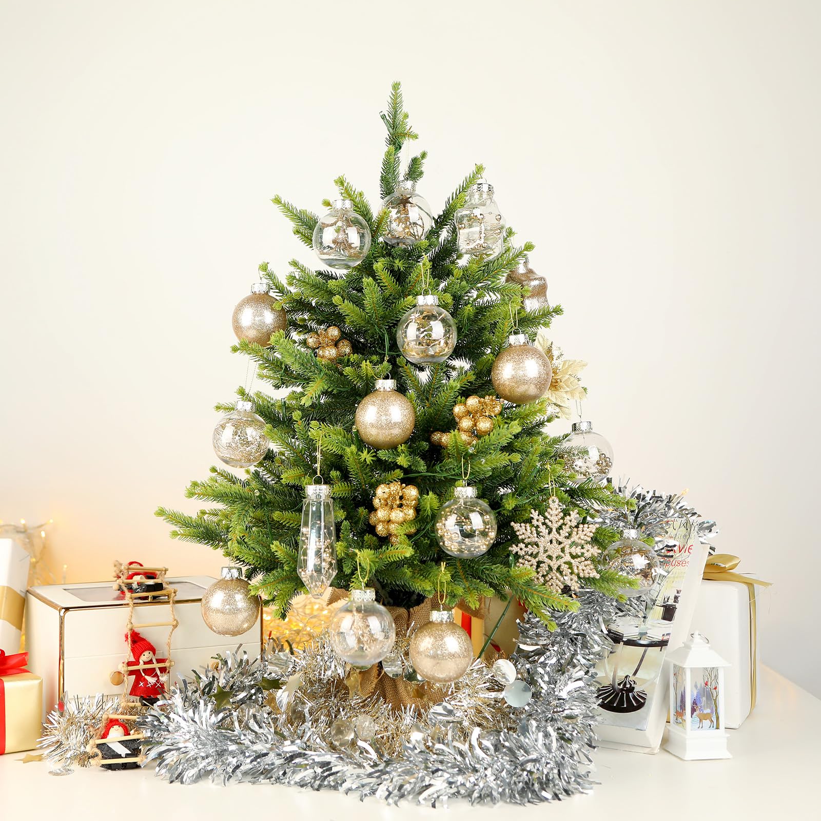 SHareconn 86pcs Shatterproof Plastic Christmas Ball Ornaments, Decorative Hanging Baubles for Xmas Tree/Holiday/Party - Champagne