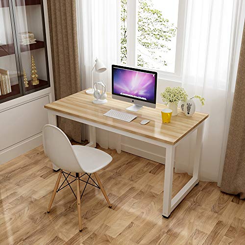 RICA-J Computer Desk, 43in Wood Work Desk Large Gaming Writing Desk PC Laptop Table Study Workstation Home Office Furniture (Oak)