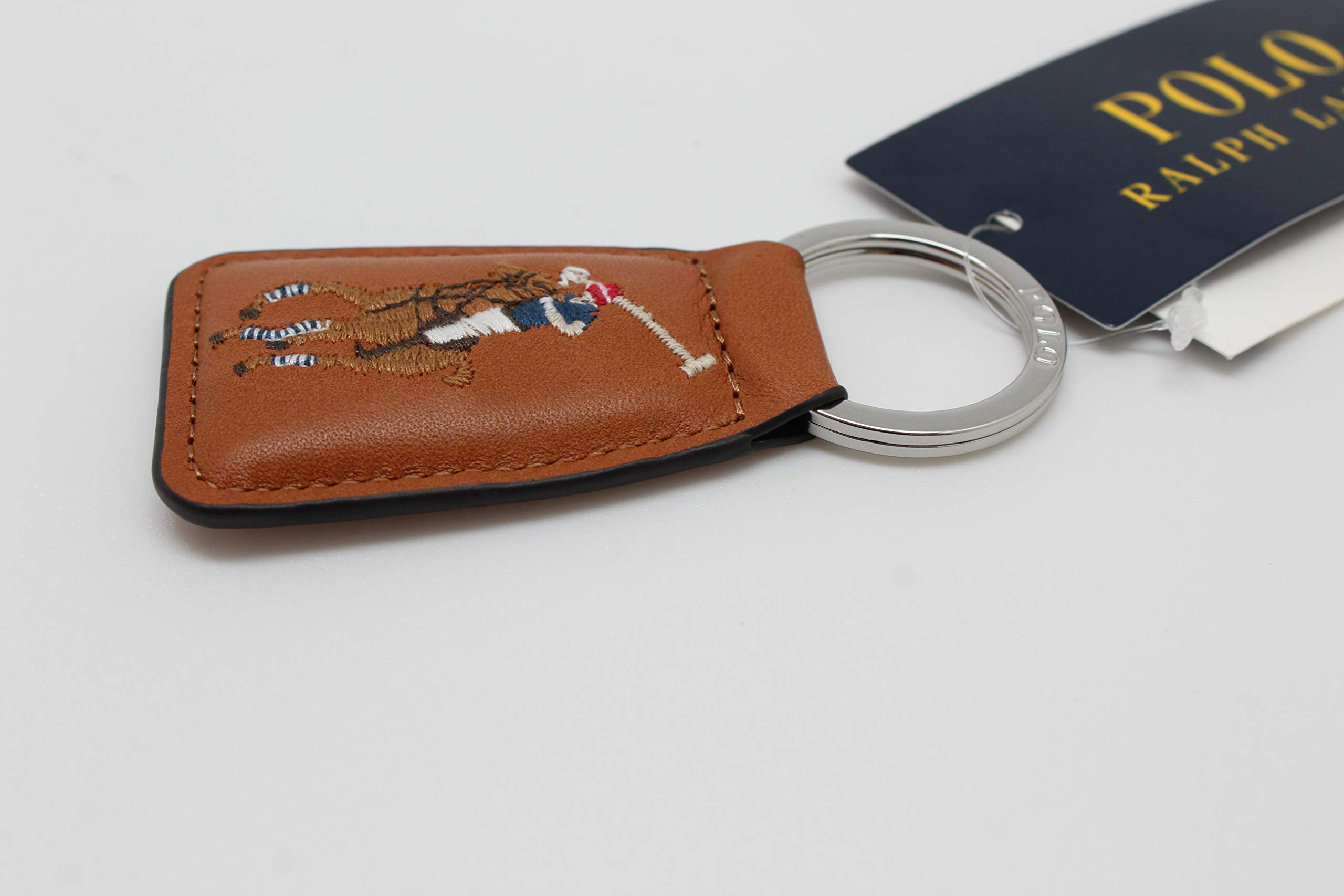 Polo Ralph Lauren Multi-Color Big Pony Key Chain Fob Leather Tan