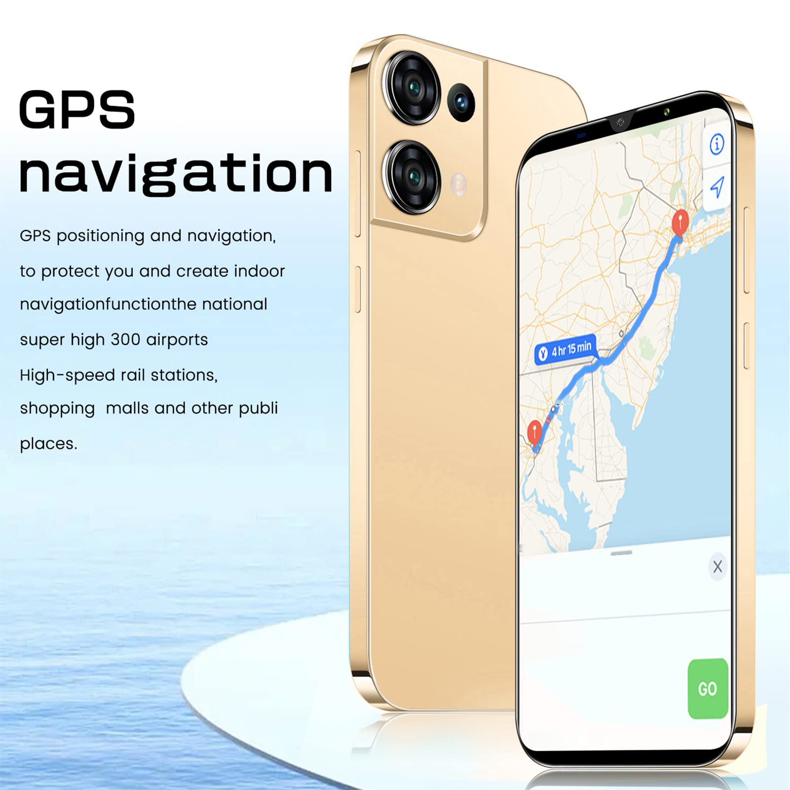Smart Phones, HD Face Recognition Smart Phone GPS Navigation for Office (Gold)