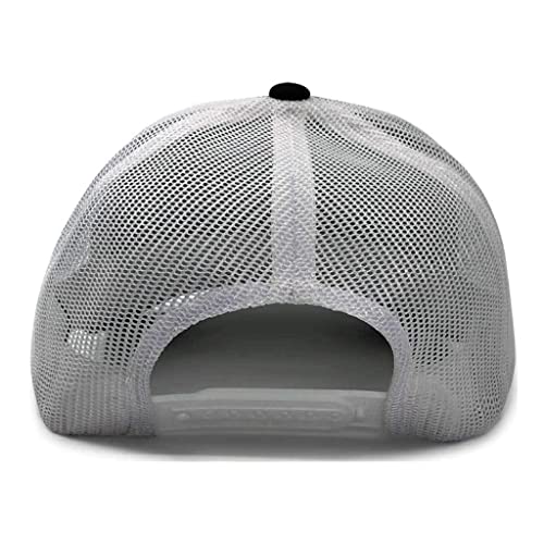 Pull Patch Curved Bill Snapback Trucker Hat | Black & White Tactical Cap | 2x3 in Loop Surface to Attach Morale Patches
