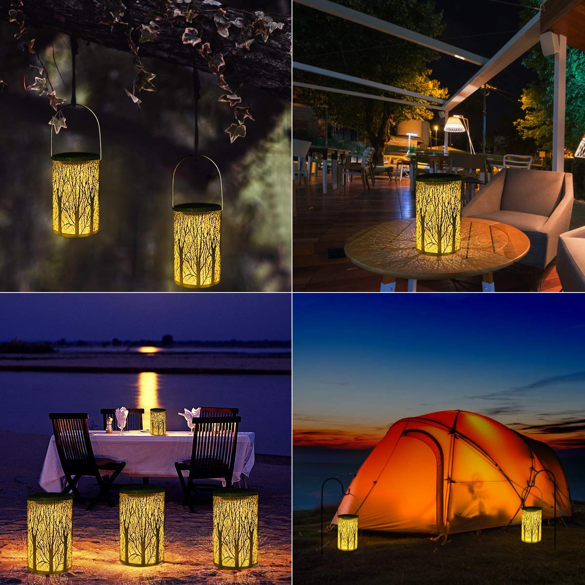 Philonext Solar Lantern Lights, Outdoor Hanging Lantern, Lights Lamp for Patio,IP44 Waterproof Garden Light Cylinder Night Light Tree Lanterns