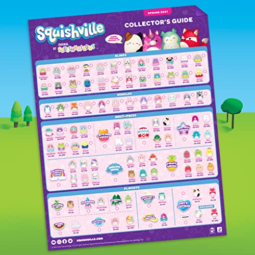 Squishville by Squishmallows Mini Plush Fruit Squad, Six 2" Soft Minimallow Plush, Irresistibly Colorful Fruits, Mini Peach, Pineapple, and Watermelon