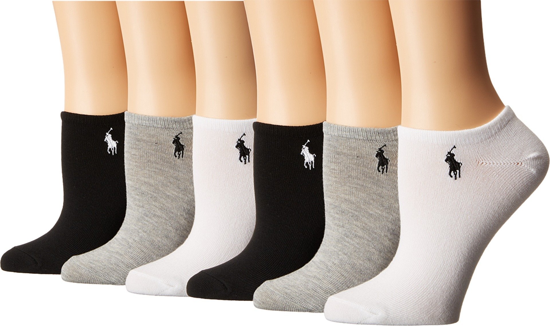 Polo Ralph Lauren Blue Label Ultra Low Flat Knit Anklet Sock - 6 Pack (727704) O/S/Assorted