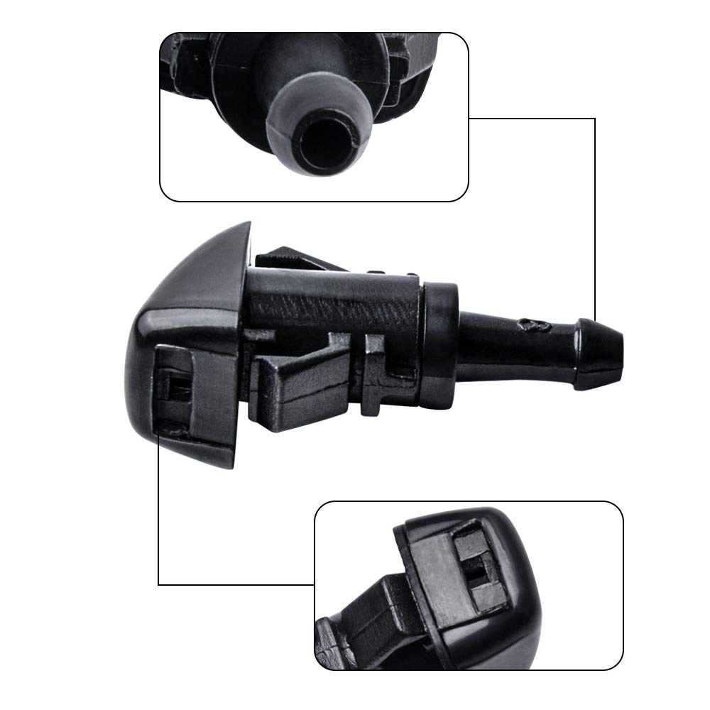 OTUAYAUTO Front Windshield Washer Nozzles - Compatible with Dodge Caliber, Journey | Jeep Grand Cherokee, Compass | Ram 1500 2500 3500 - Replaces OEM #: 4805742AB, Spray Jet Kit (pack of 2)