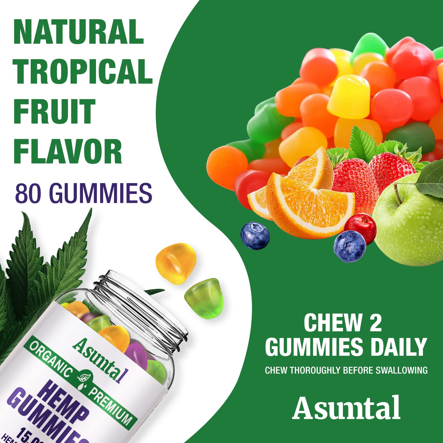 Organic Hemp Gummies Advanced Extra Strength High Potency Edible Hemp Oil Extract Low Gummy Sugar Hemp Oil Extract,Made in USA