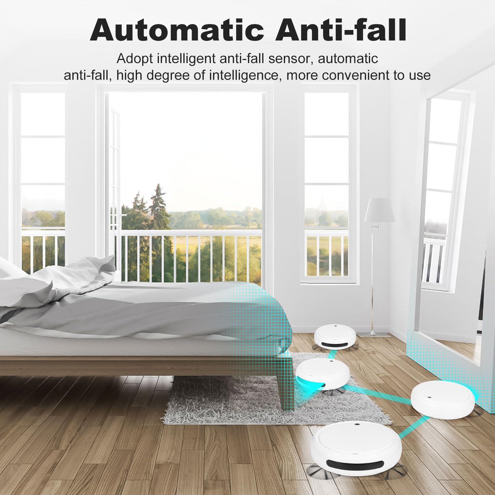 Pilipane Robot Vacuum Cleaner, Intelligent Sweeping Robotic Vacuum with Mop for Pet Hair, Hard Floor, Tile, Smart Sweeping Mopping Robot Set Helper for Home Office