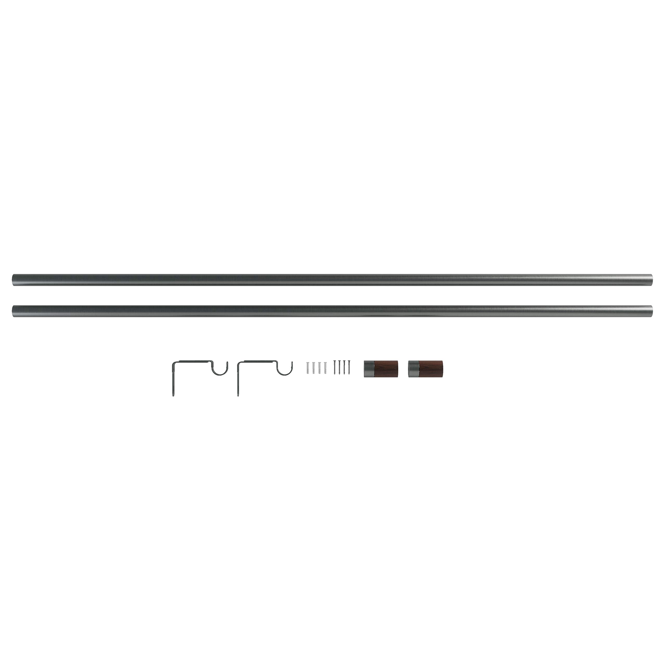 Umbra 1015134-038-REM Blok 1 Curtain Rod, Includes 2 Matching Finials, Brackets & Hardware, 36 to 72-Inch, Black