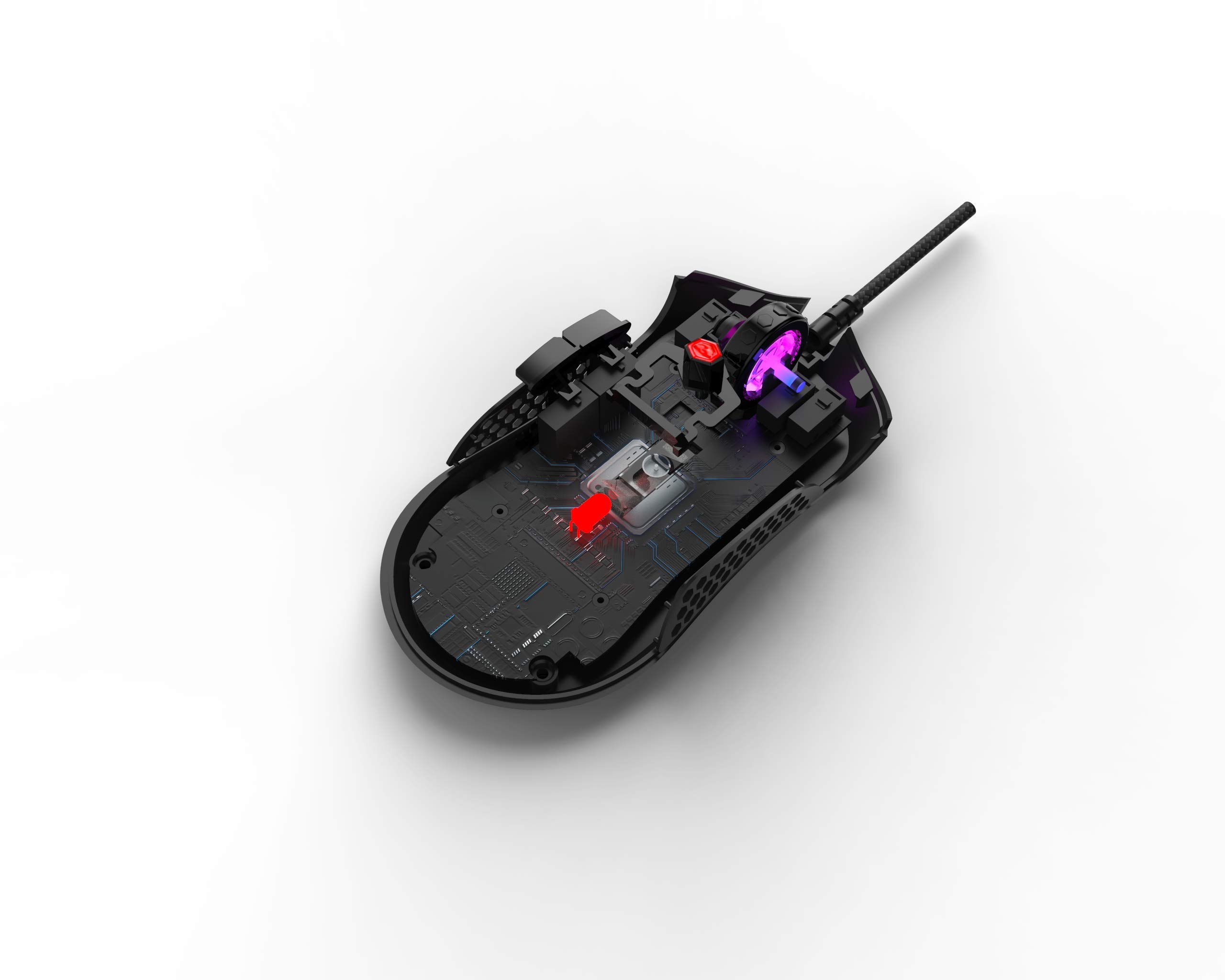 Snpurdiri ST-M1 PRO Ultra Lightweight Honeycomb Shell Wired RGB Gaming Mouse - PMW3360 16000DPI Mice | 7 Buttons Programmable Driver - 65g Only