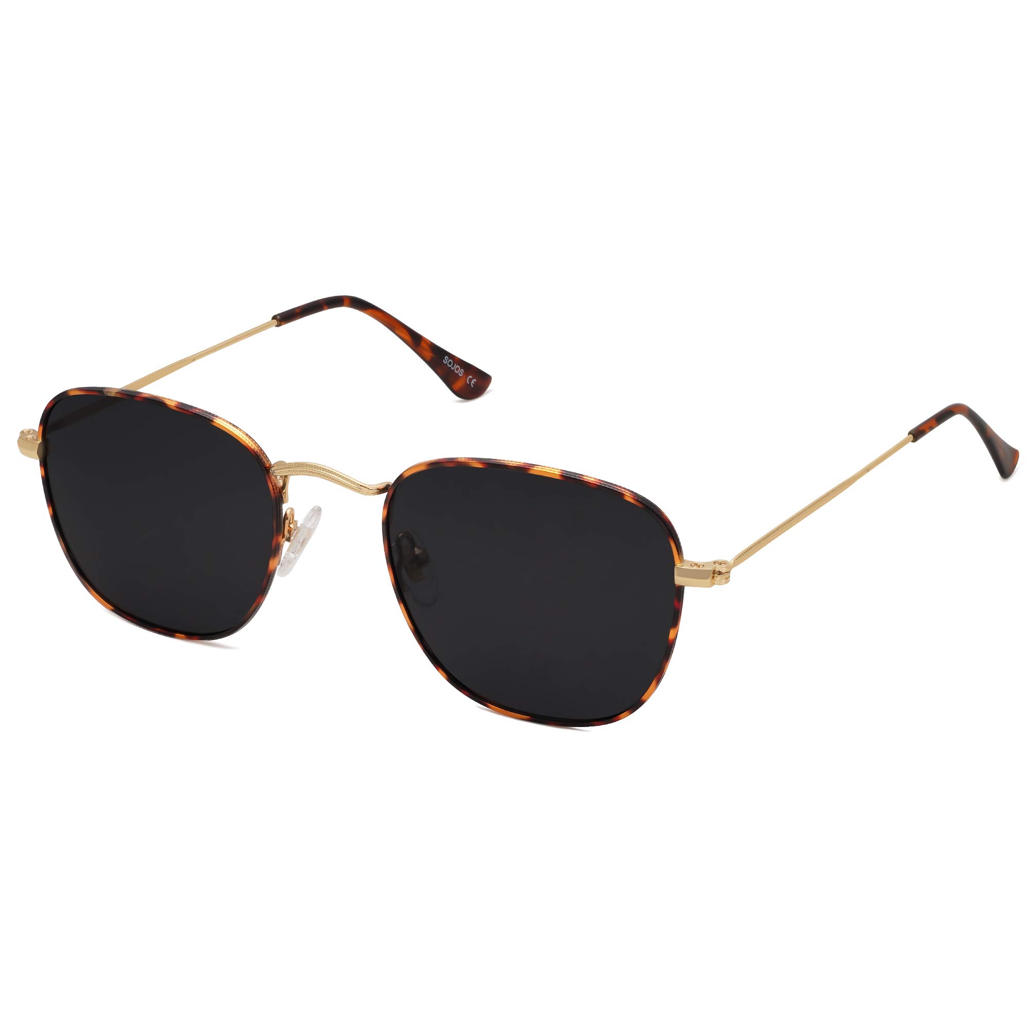 SOJOS Small Square Polarized Sunglasses for Women Men Classic Vintage Retro Style SJ1143 with Gold Demi/Grey