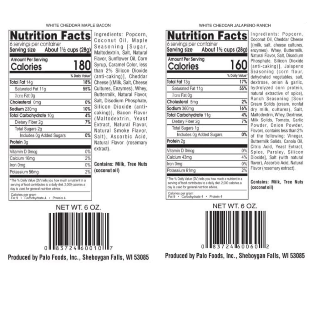 Palo Popcorn Gourmet Cheddar Cheese Popcorn Snacks, Gluten Free, Pick 6 Custom Variety Pack, 5.0-7.0 ounce bags (Pack of 6)