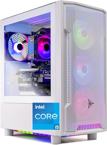 Skytech Gaming Skytech Archangel Gaming PC Desktop – Intel Core i5 12400F 2.5 GHz, NVIDIA RTX 4060 Ti, 1TB NVME SSD, 16GB DDR4 RAM 3200, 650W Gold PSU, 11AC Wi-Fi, Windows 11 Home 64-bit,White