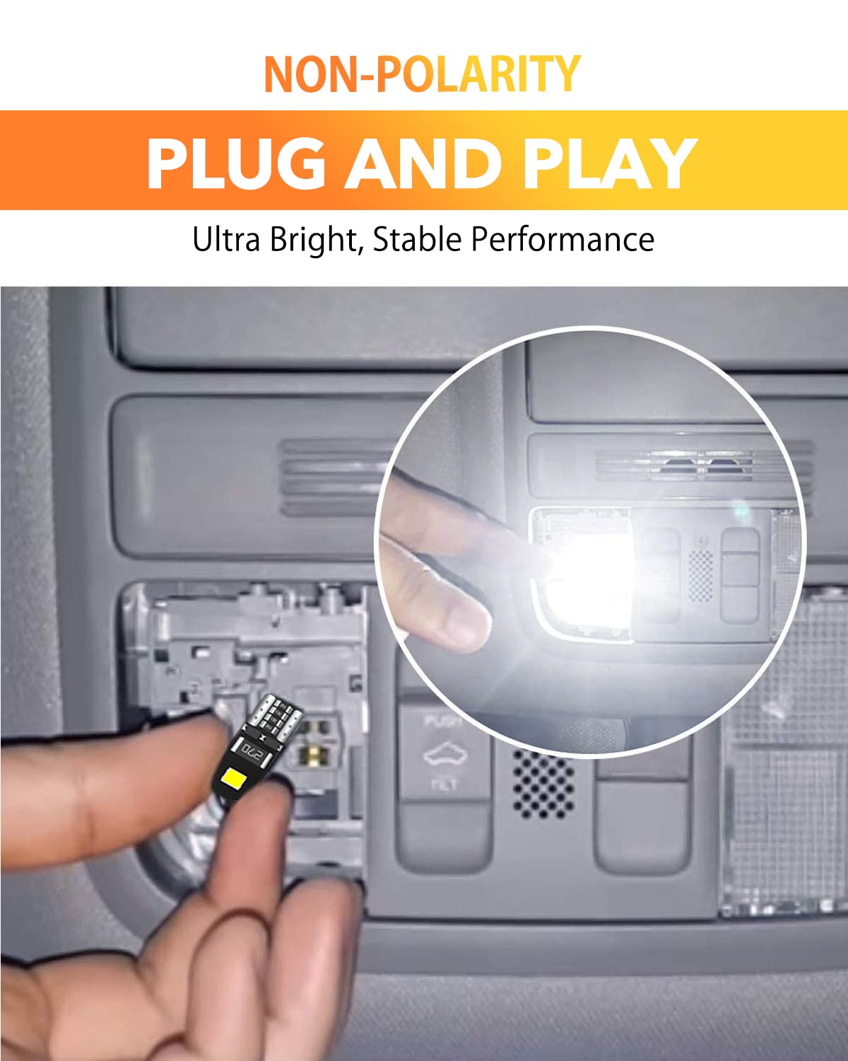 OXILAM 194 LED Bulbs, Widely Used as Car Truck Interior Dome Map Door Courtesy Marker License Plate Lights, 6000K White with High Power Chipsets for T10 168 2825 LED Bulbs Replacement (10 PCS)