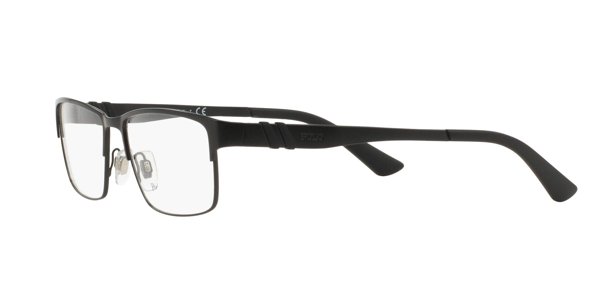 Polo Ralph Lauren Men's PH1147 Rectangular Prescription Eyewear Frames, Matte Black/Demo Lens, 56 mm