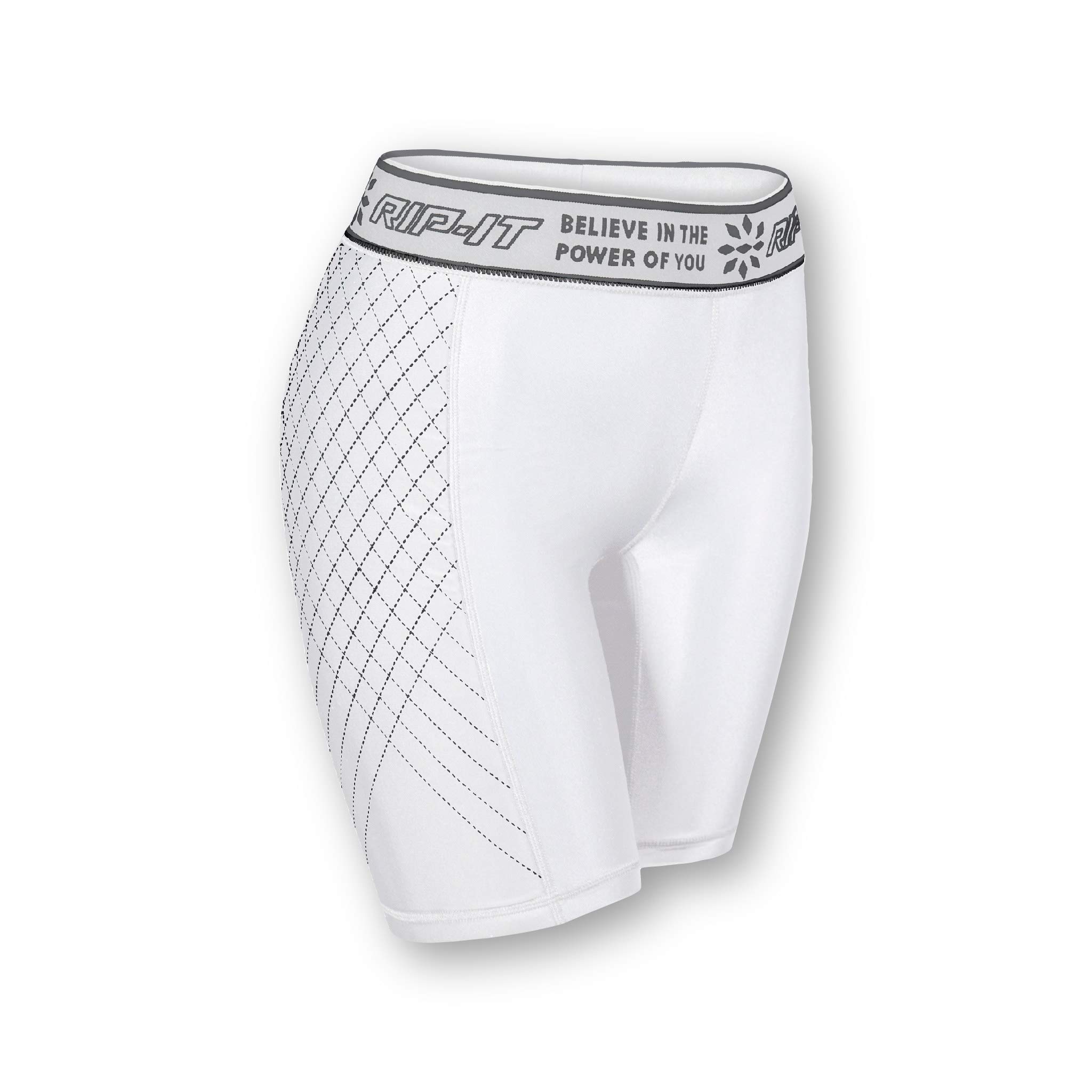 RIP-IT Women's Period-Protection Pro Softball Sliding Shorts - Padded Compression Shorts for Softball - White - Size Women's Small