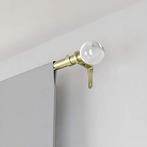 Umbra Leona Modern 1 Curtain Rod, Includes 2 Matching Finials, Brackets & Hardware, 36 to 72-Inch, Brass