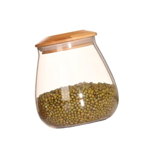 SHOWERORO Glass Storage Jars Storage Glass Jars Storage Container Candy Jars Airtight Canister Glass Canister Sugar Jars Container Glass Tea Jar Coffee Wooden Dry Clear Canning Jar