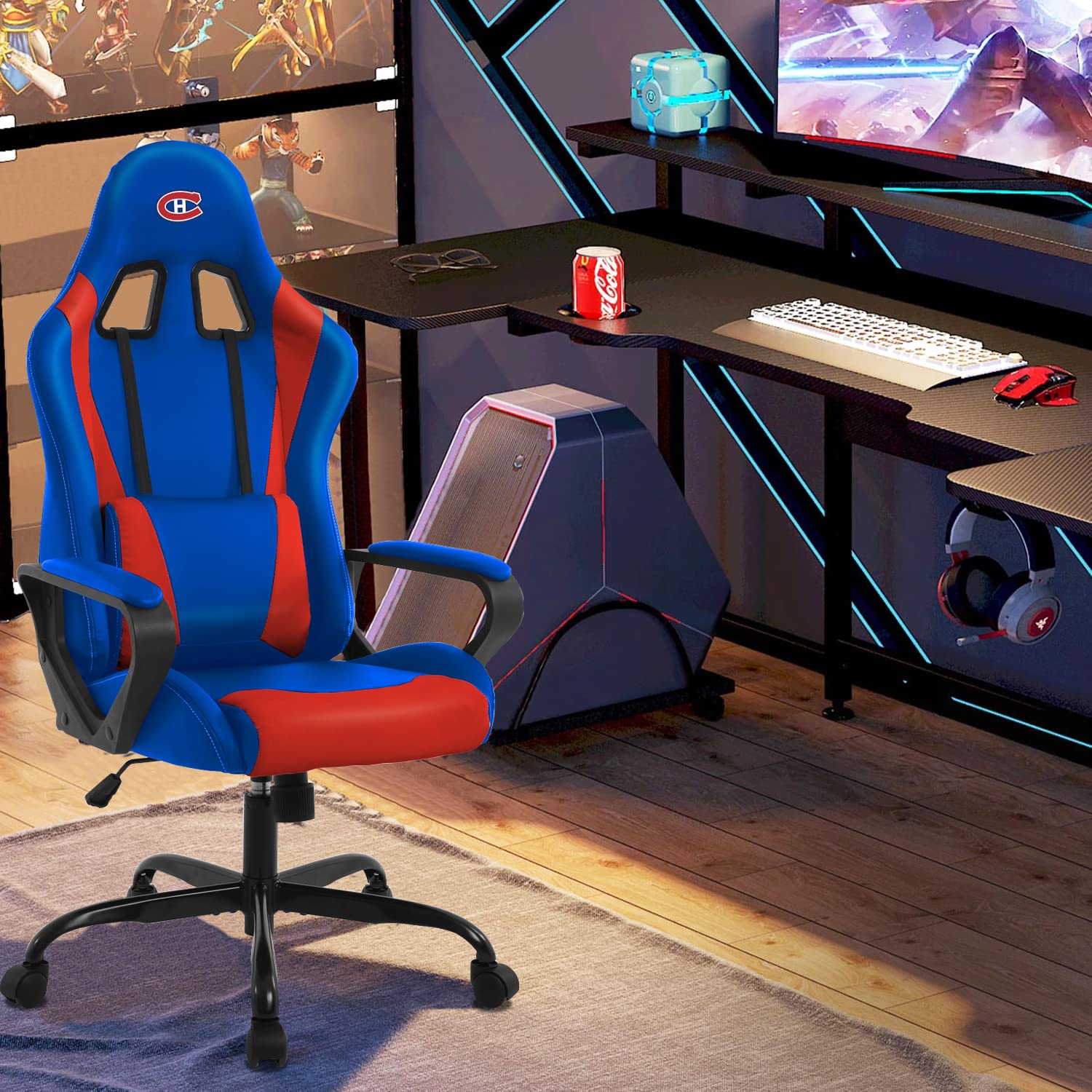 PC Gaming Chair Ergonomic Office Chair Desk Chair PU Leather Computer Chair High Back Racing Chair with Lumbar Support Armrest for Home Office