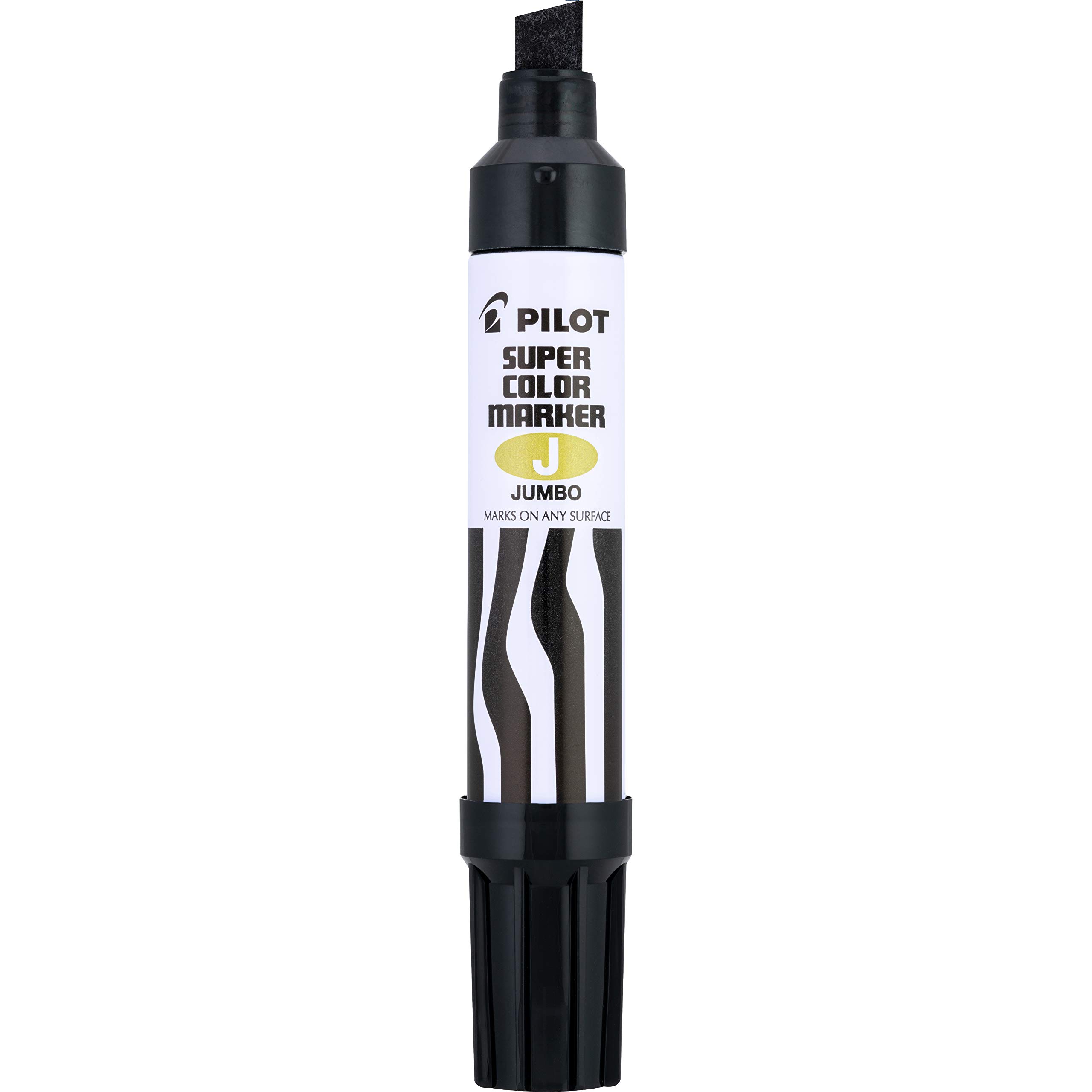 PILOT Super Color Jumbo Refillable Permanent Markers, Black Ink, Extra-Wide Chisel Point, 12-Pack (43100)