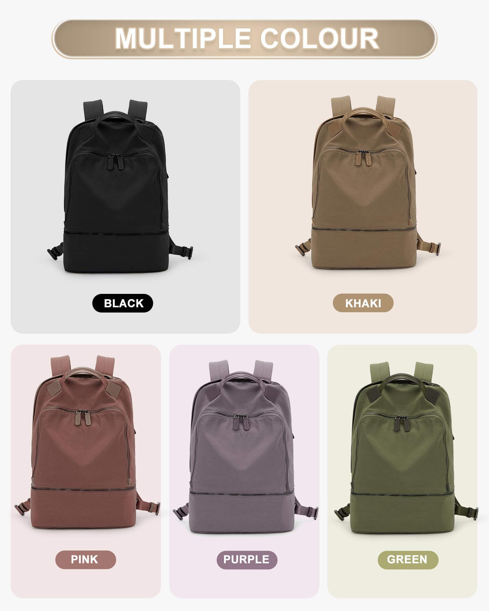 VENATIN Gym Backpack for Women Waterproof Small Gym Bag With Shoe Compartment Sports Essentials Backpack with Wet Dry Pocket,Khaki