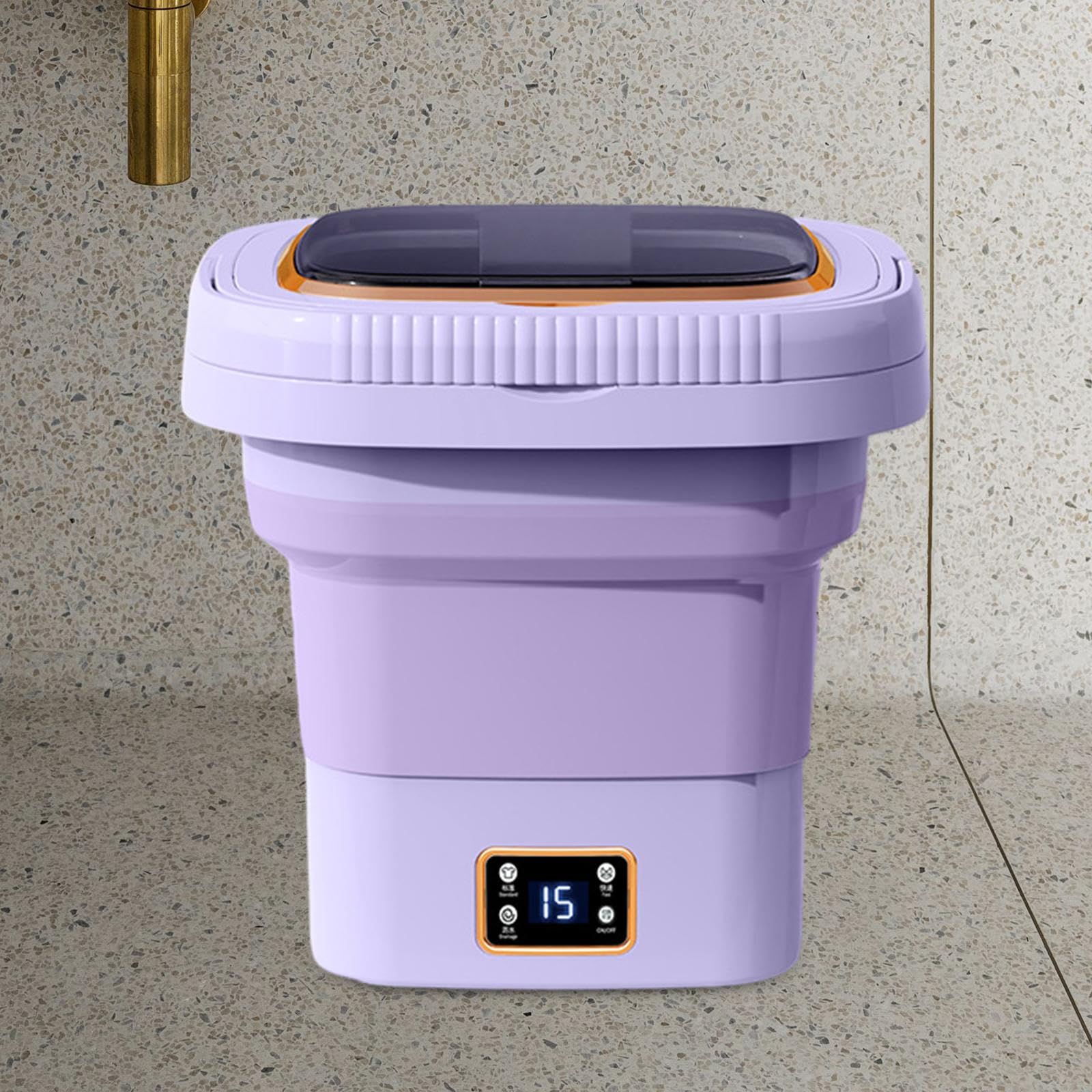 Portable Foldable Washing Machine, Small Bucket Washer, High Power Easily to Carry Compact Small Washer for RV Apartment Camping Dorm Sock, 9L violet clear lid