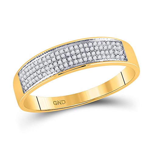 Solid 10k Yellow Gold His and Hers Round Diamond Cluster Matching Couple Three Rings Bridal Engagement Ring Wedding Bands Set 1/2 Ct. - (L = 5, M = 11)