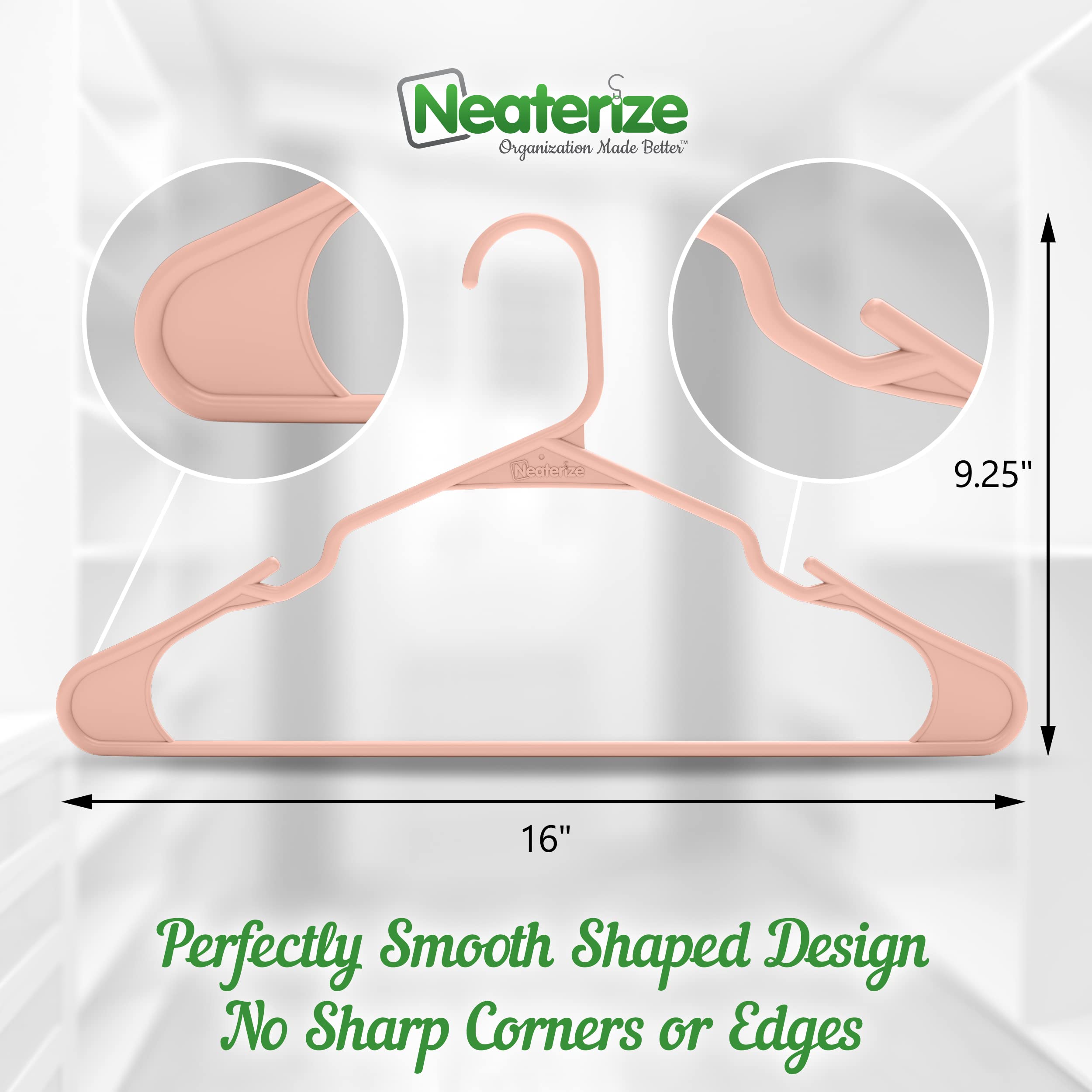 Plastic Clothes Hangers | Durable Coat and Clothes Hangers | Vibrant Color Hangers | Lightweight Space Saving Laundry Hangers | 20, 40, 60 Available (20 Pack - Shell Pink)
