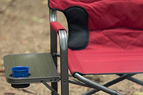 Ozark Trail XXL Folding Padded Director Chair with Side Table, Red 600 lb Capacity