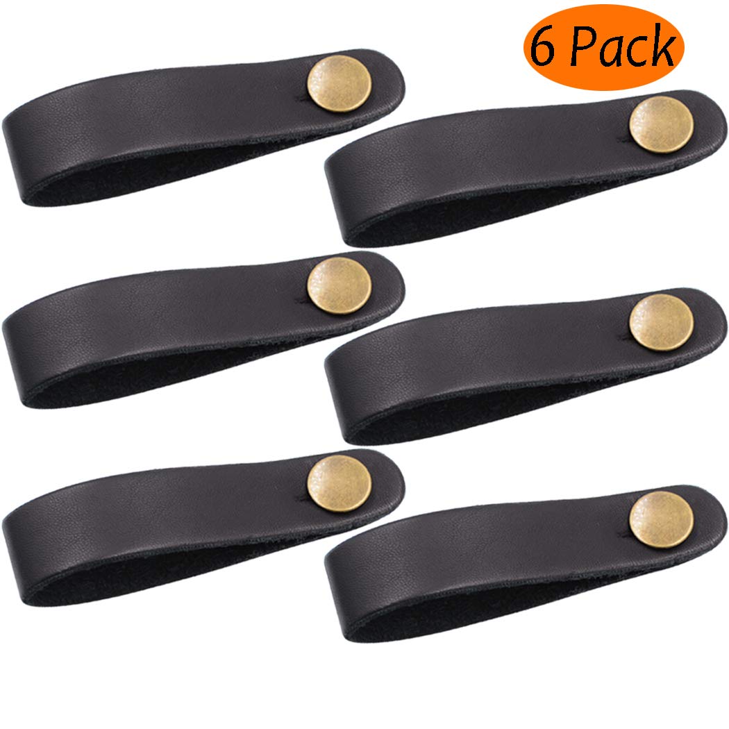 Sound harbor Guitar Headstock Adapter Straps Guitar Neck Strap Tie Black Leather Headstock Strap Lock 6pcs