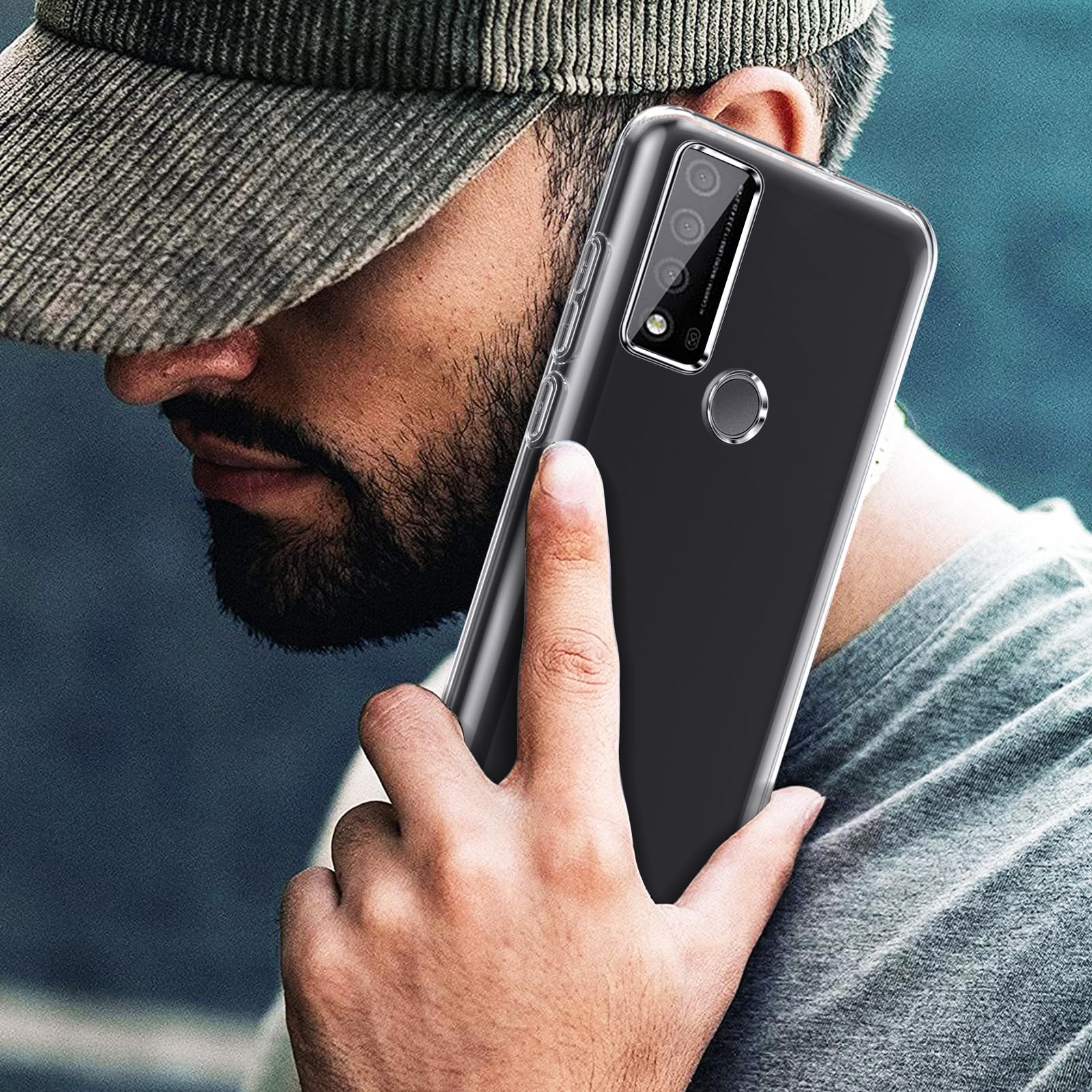 Oududianzi Case for TCL 30 XE with Screen Protector,Non-Yellowing Shockproof Bumper Protective Phone Cover, Anti-Scratch Soft TPU Back(Transparent)