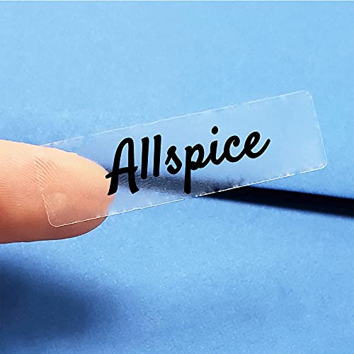 Spice Labels, Waterproof Minimalist Small Spice Jar Decals, Printed Modern Kitchen Herb Organization stickers, Clear Kitchen Pantry labels - Black, White, Silver and Gold (Black, 160 Standard)