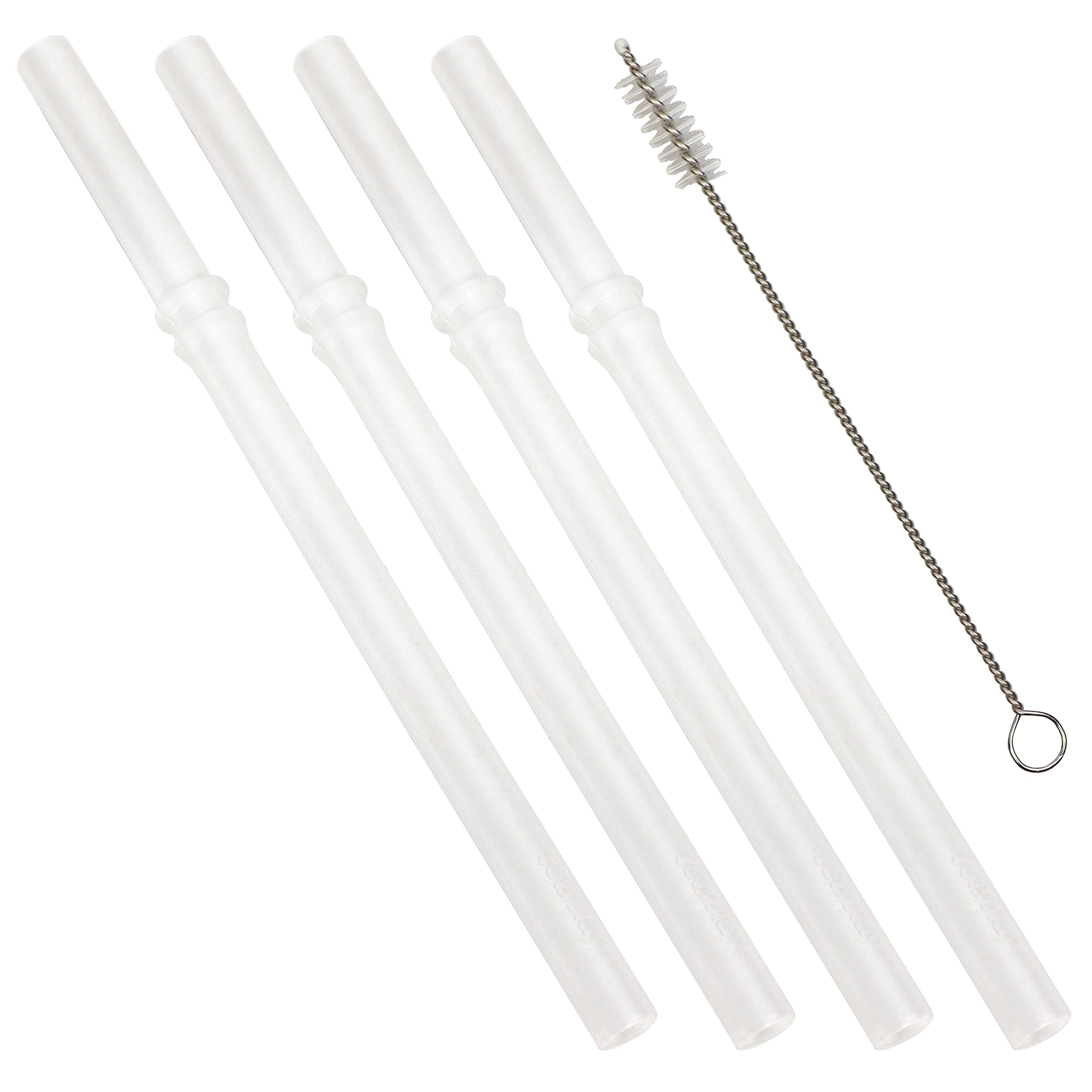 Re-Play 7.375" Reusable Locking Straws with Cleaning Brush, Replacement Straws for Re-Play Straw Cups & Sippy Cups, Dishwasher Safe - Silicone Straws (Pack of 4)