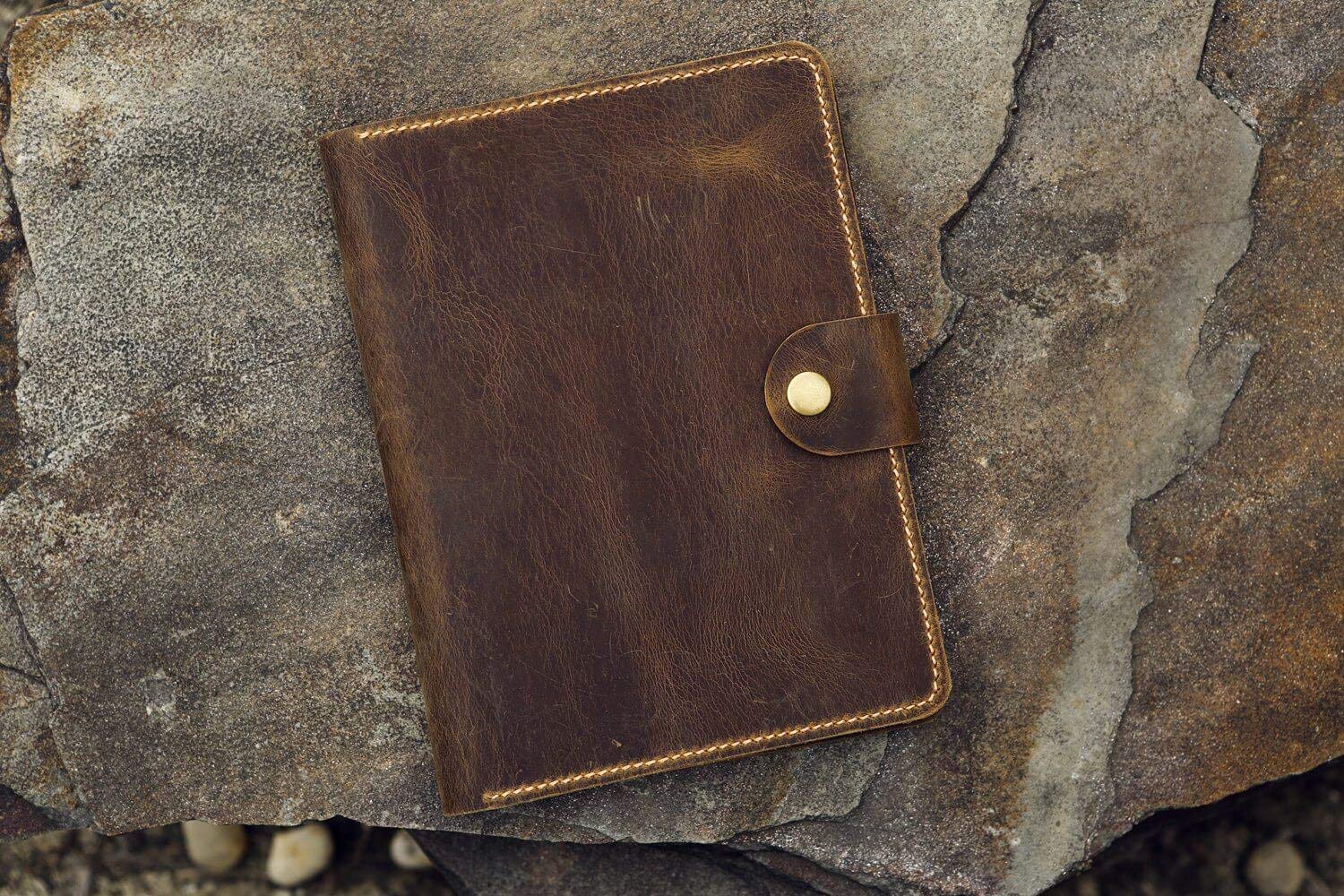 Personalized vintage rhodia leather cover distressed leather cover for rhodia wirebound meeting notebook A5+ NRA5P05S