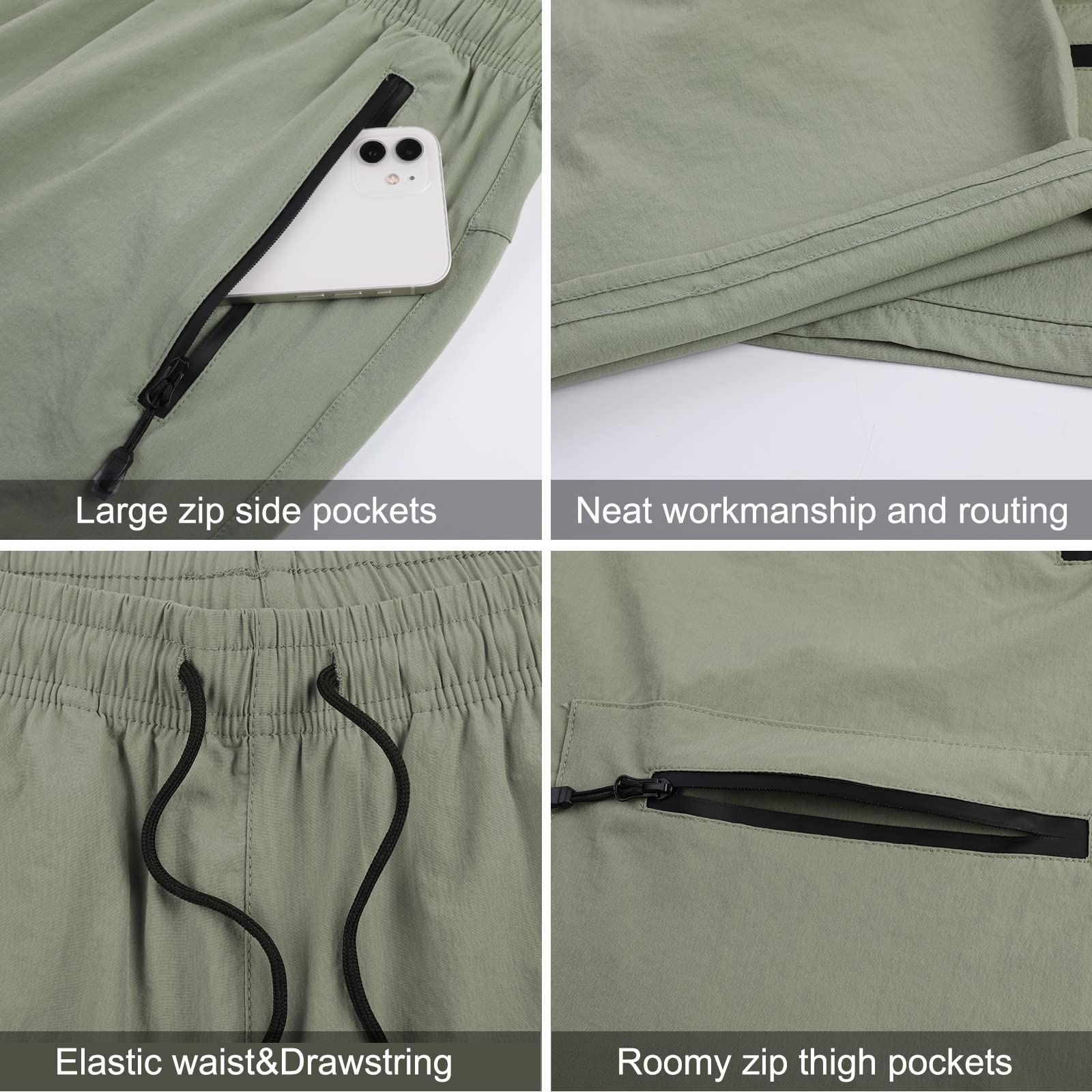 Suwangi Womens Hiking Cargo Shorts Golf Athletic Shorts Quick-Dry Outdoor Active Summer Shorts for Women with Zipper Pockets Light Grey