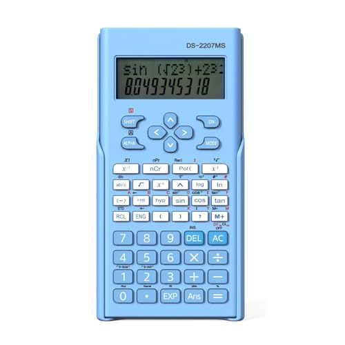 Portable Scientific Calculator 12 Digits Widescreen Multifunctional Exam Tool Students Function Calculator Professionals Two Line Display Calculator Protective Case Scientific Calculator Two-Line L