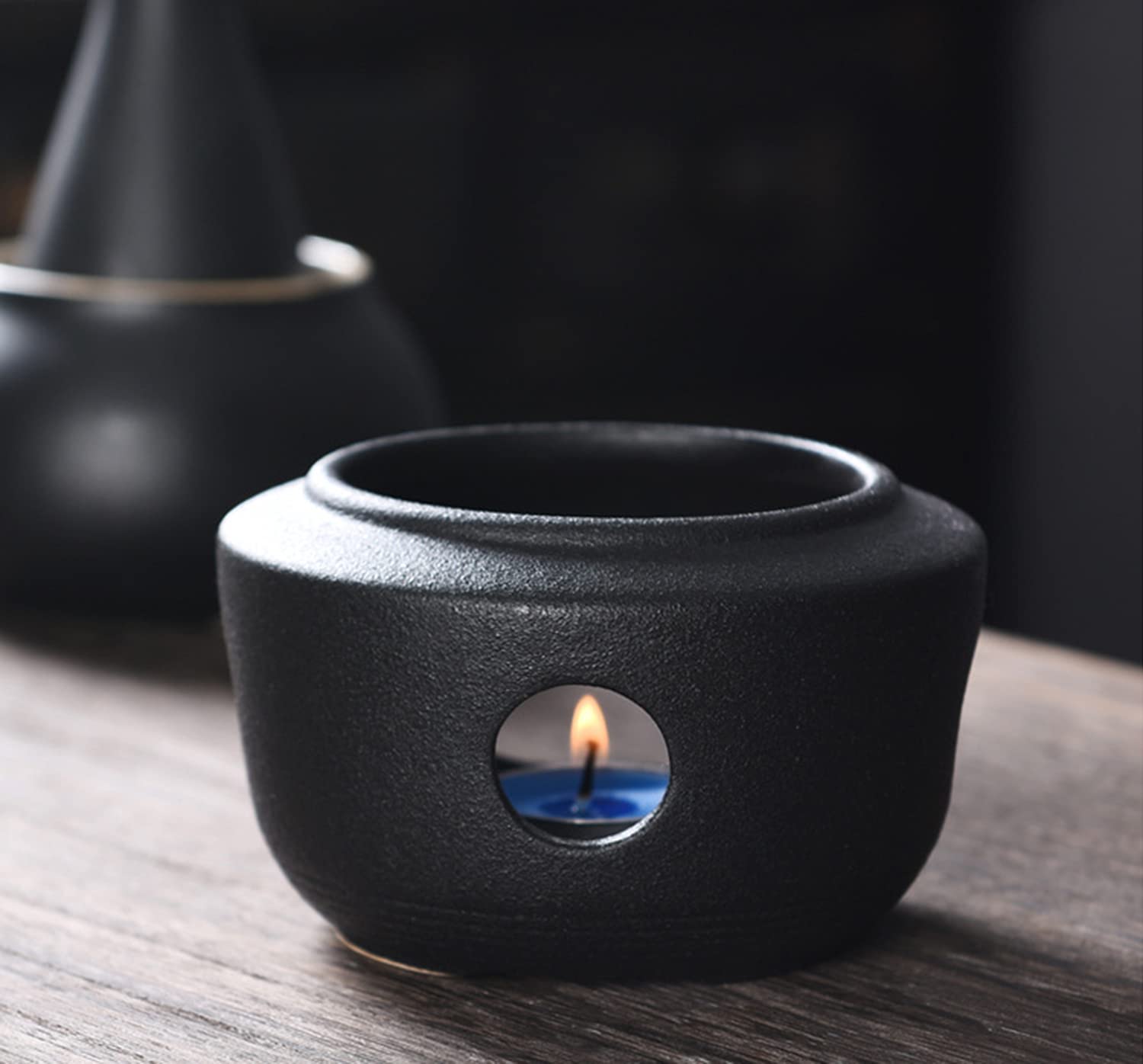 Tosnail 7 Pieces Ceramic Japanese Sake Set with Warmer, Hot Saki Set - Black